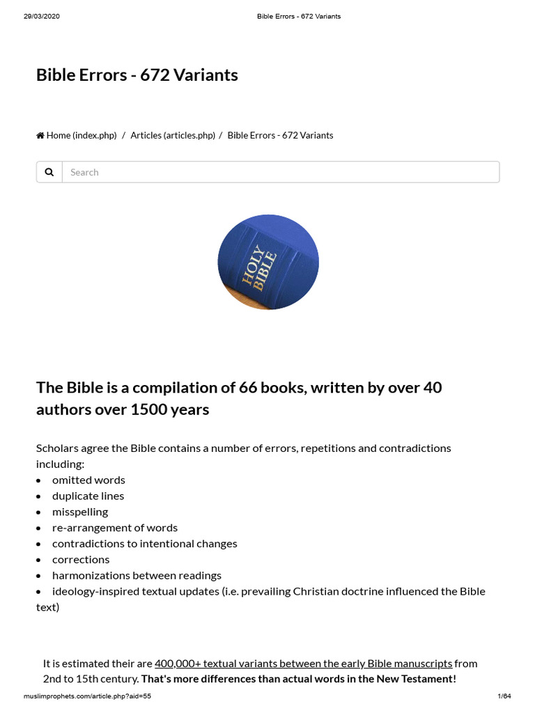 Bible Errors: 672 Textual Variants | PDF | Jesus | Paul The Apostle