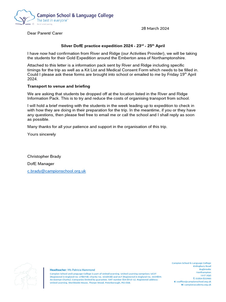 Silver DofE Practice Expedition 2024 | PDF