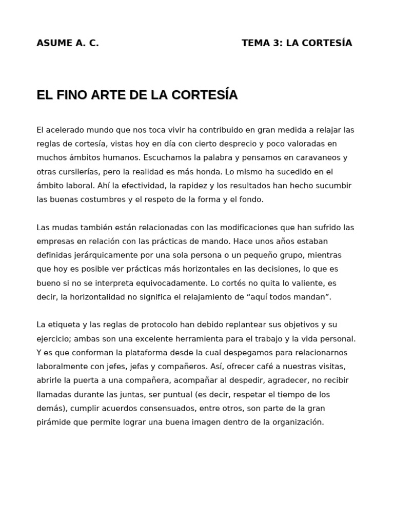 Rt 3 El Arte De La Cortesía Pdf Crecimiento Personal Y Profesional