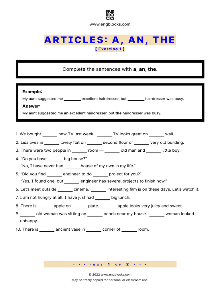 a-an-the-exercise-1 | PDF