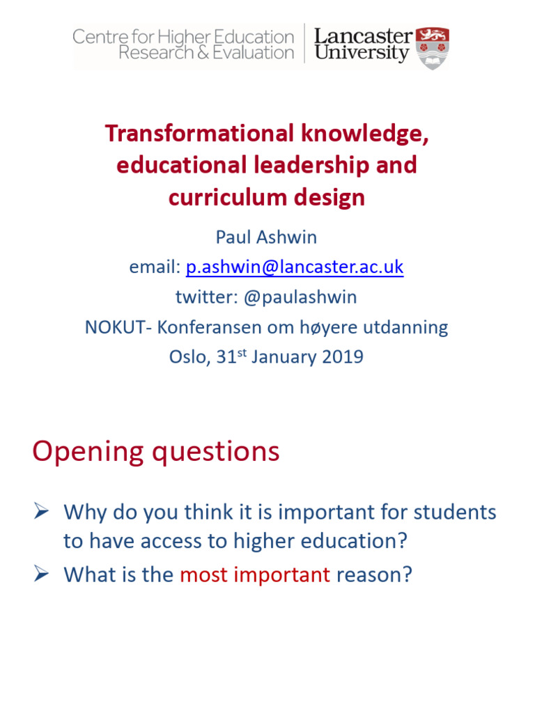 Paul Ashwin | PDF | Knowledge | Curriculum