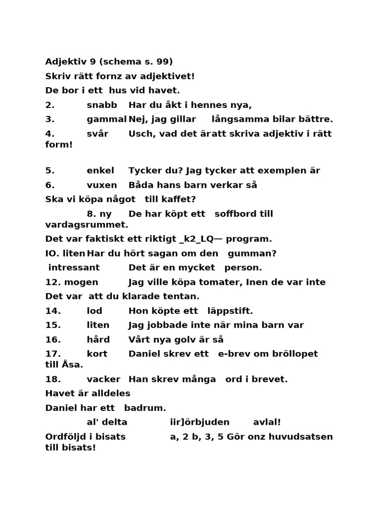 Adjektiv 9 | PDF