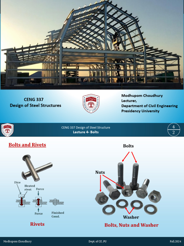 Steel Structure Design: Bolts Overview | PDF | Screw | Strength Of ...