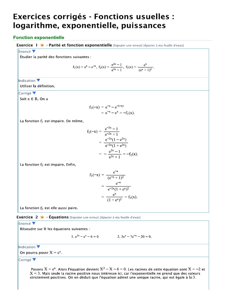 05 - Fonctions Log Exp Puissance BIBMATH | PDF