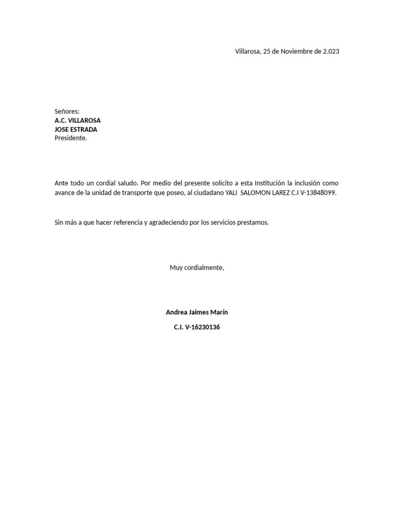 Carta Avance | PDF