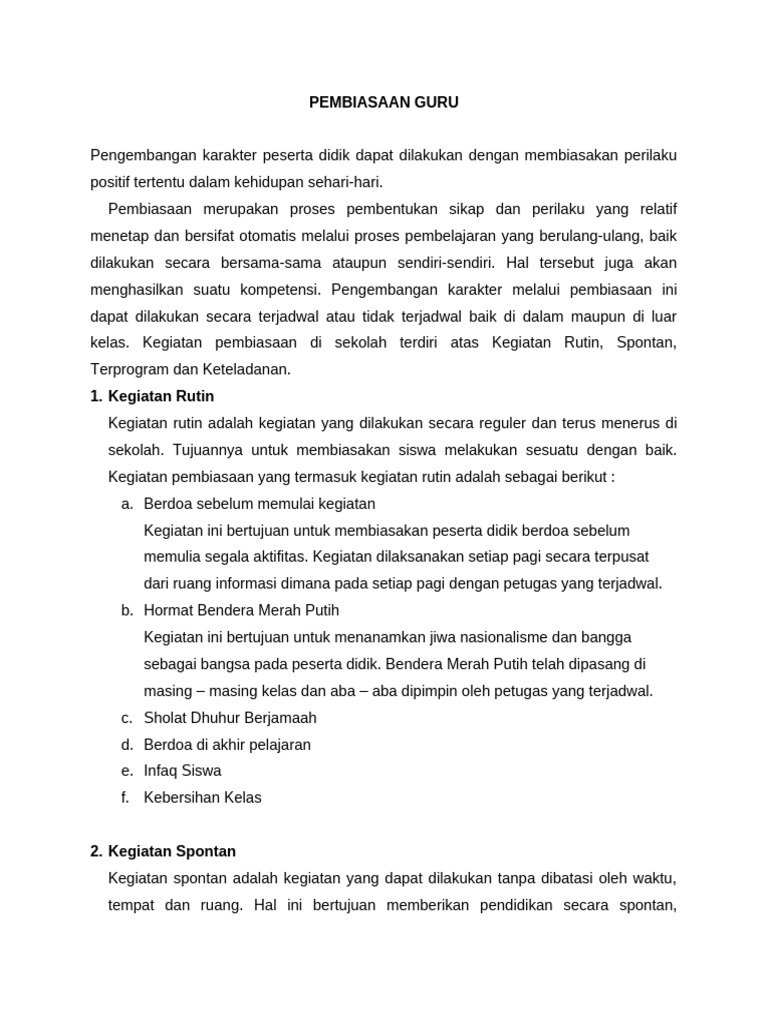 Pembiasaan Guru | PDF