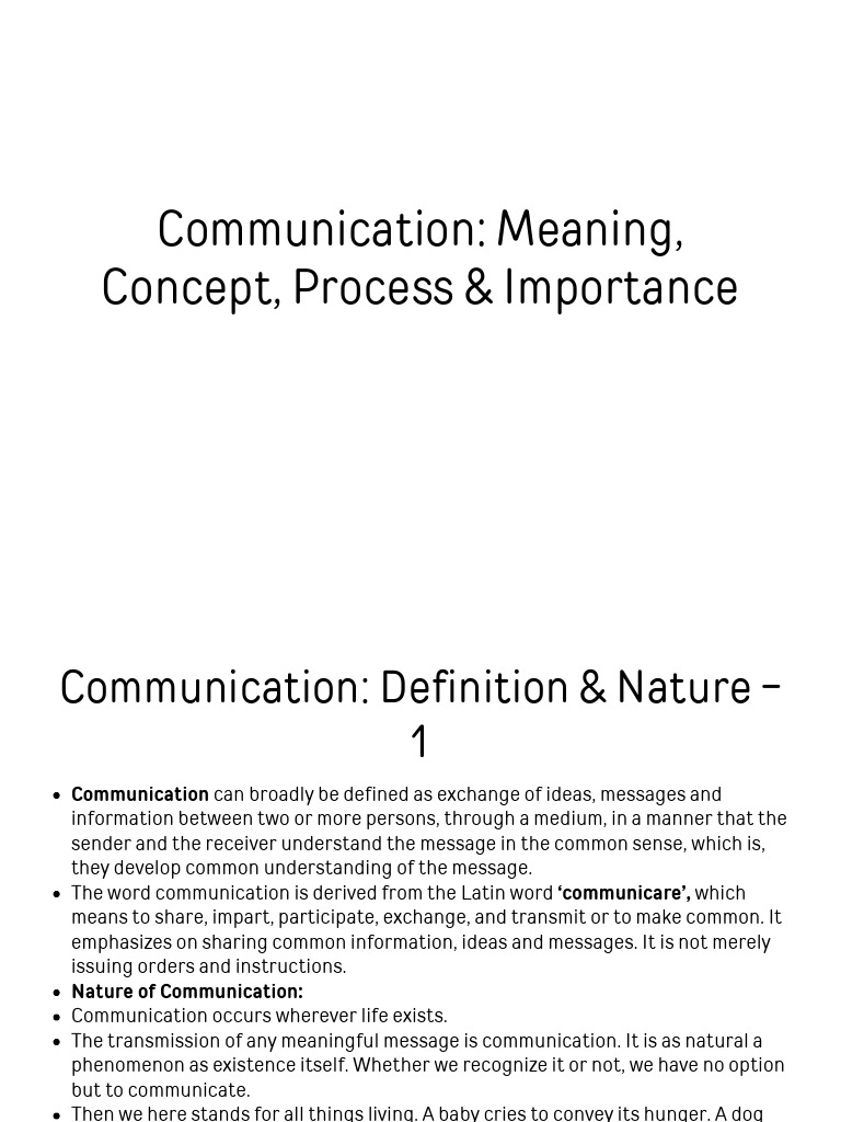 Communication - Meaning, Concept, Process - PPTX - 20240828 - 195322 ...