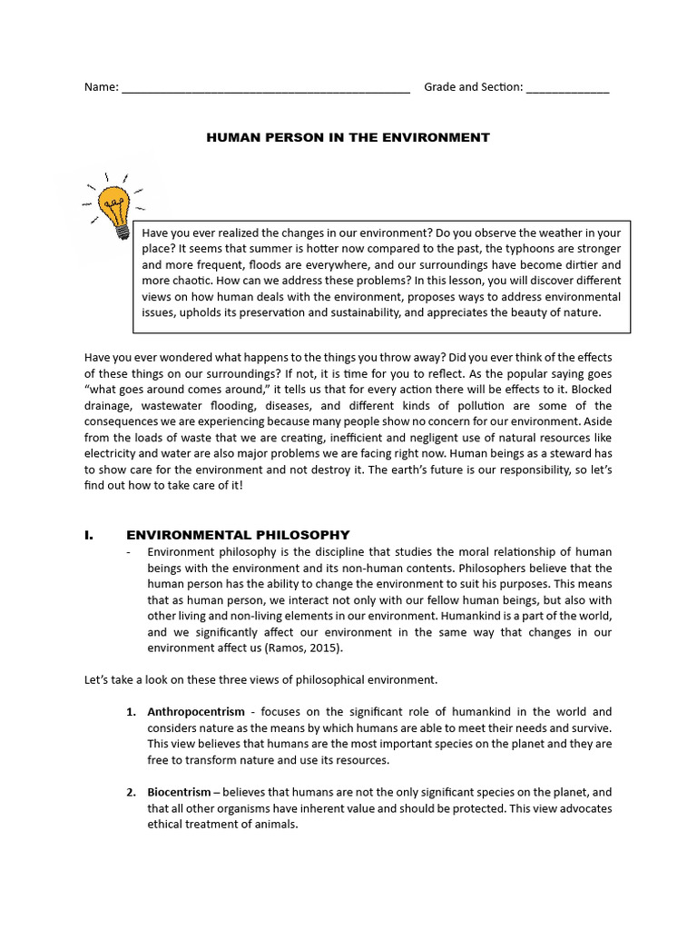 Human Person in The Environment | PDF | Sustainability | Natural ...