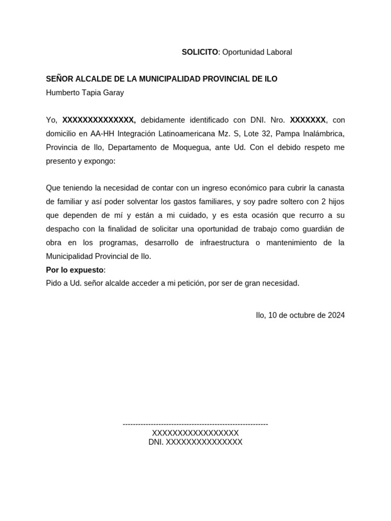 Solicito Oportunidad Laboral | PDF