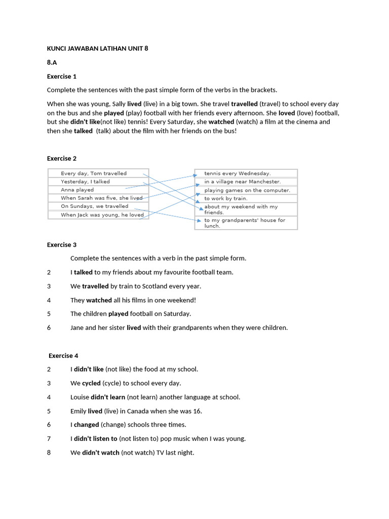 Past Simple Exercises And Answers Pdf Art