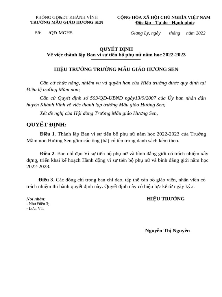 QUYET DINH THANH LAP HOI DONG | PDF