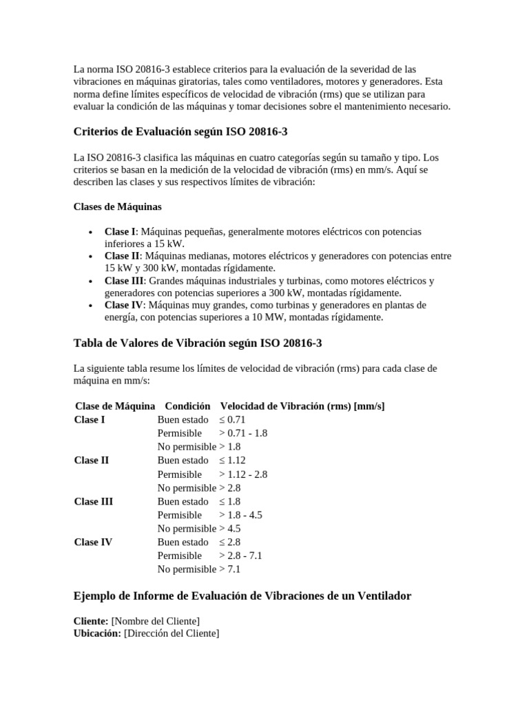 Evaluación de Vibraciones según ISO 20816-3 | PDF | Rodamiento ...