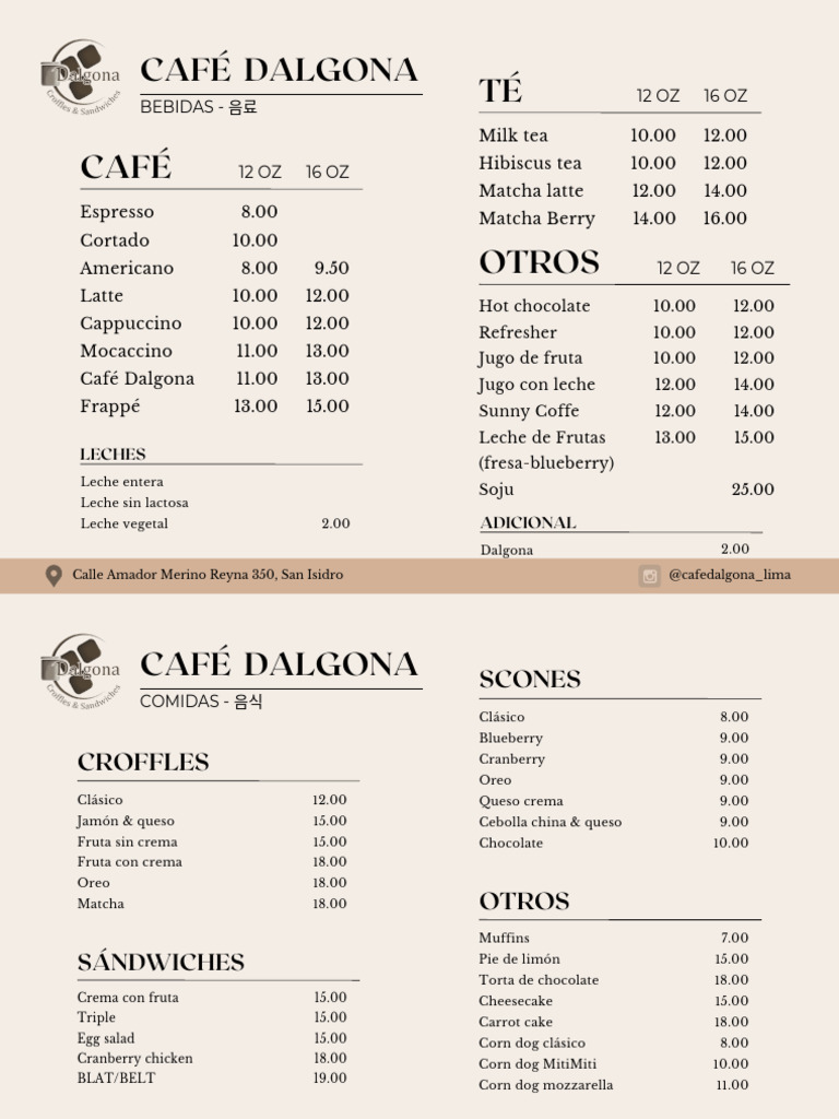 Dalgona Menu | PDF | Drink | Coffee