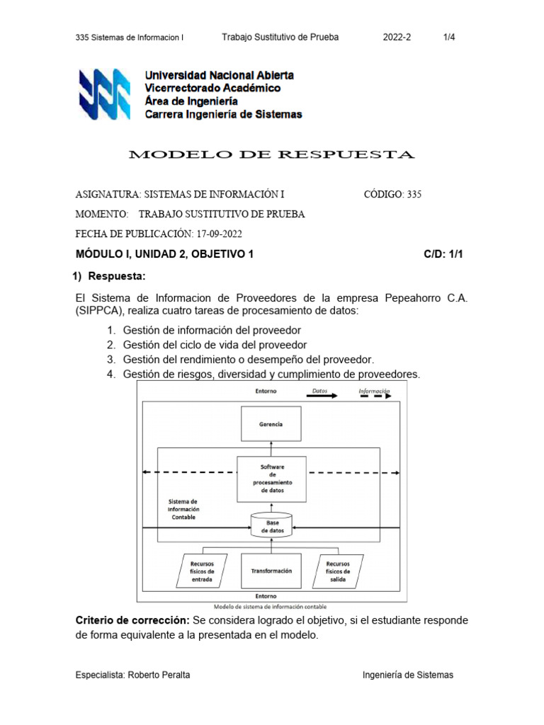 Modelo Resp. Codigo 335 | PDF | Software | Sistema de informacion