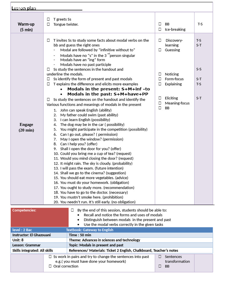 2 Bac Unit 3 Grammar Modals | PDF | Linguistic Typology | Syntax