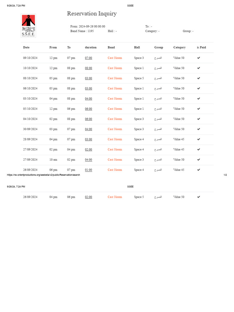 Cast 3loom Performance Schedule 2024 | PDF | Character Encoding
