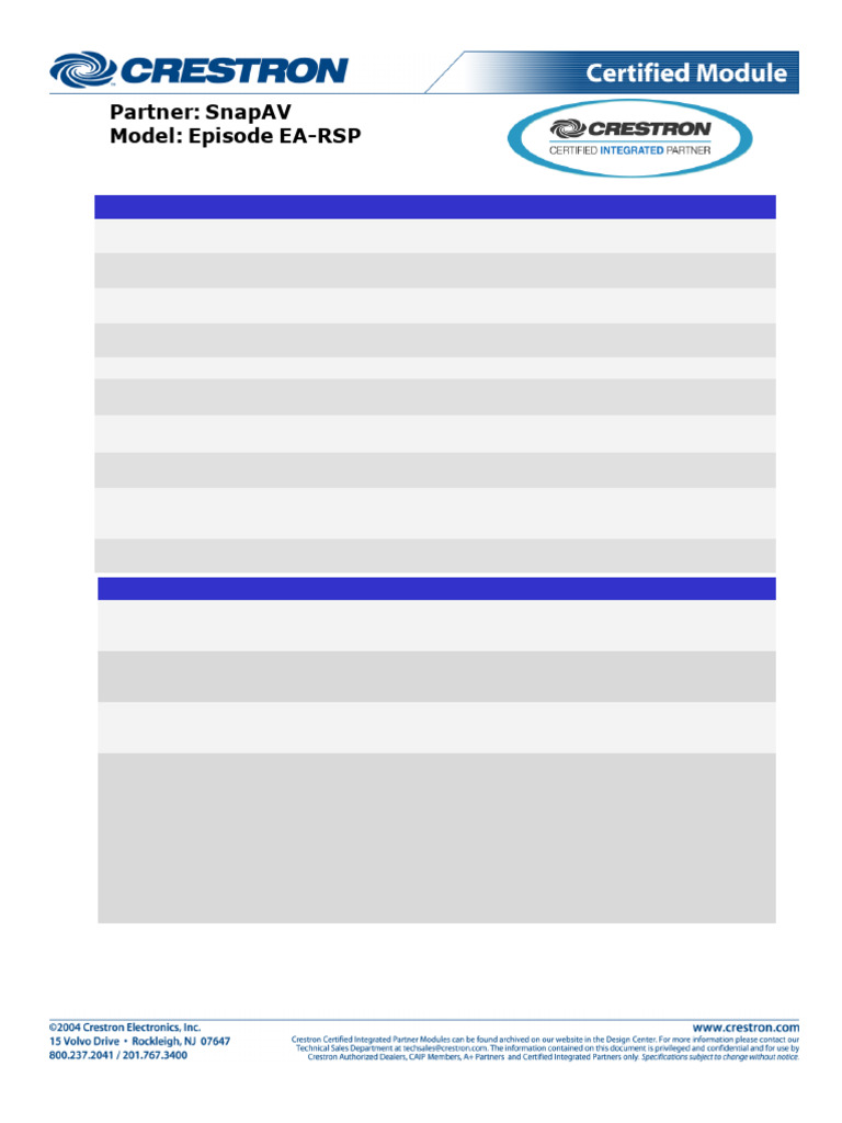 Episode EA RSP - Documentation v1.1 | PDF | Computer Hardware ...