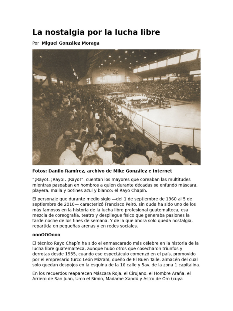 Nostalgia de la Lucha Libre Chapina | PDF | Lucha profesional