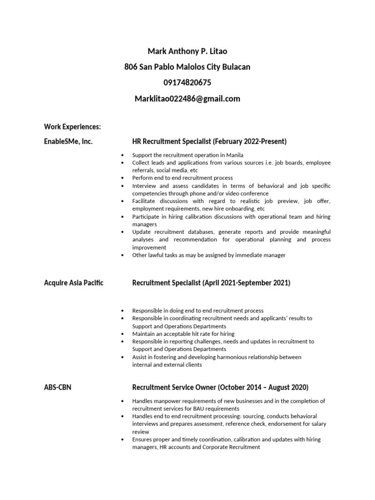 CV-ML | PDF | Recruitment | Employee Relations