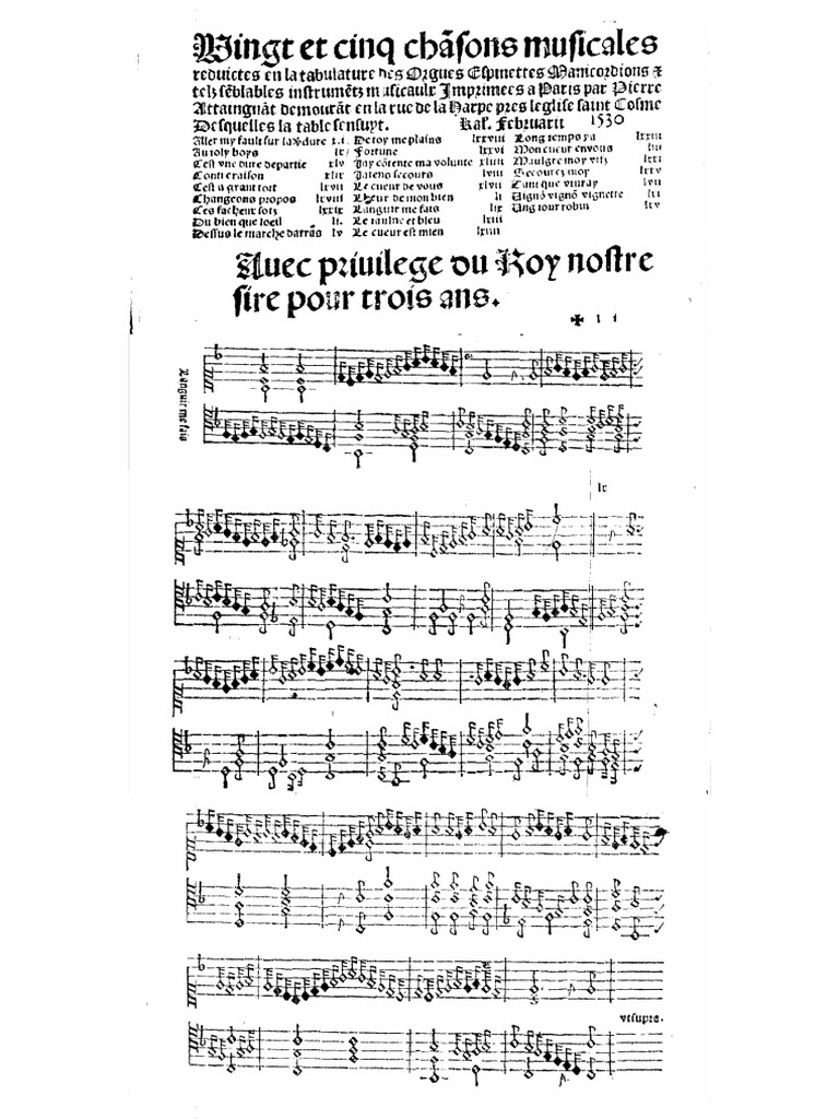 1530 - Sermisy, Languir (Tablature Des Orgues, Attaingnant Facs) | PDF