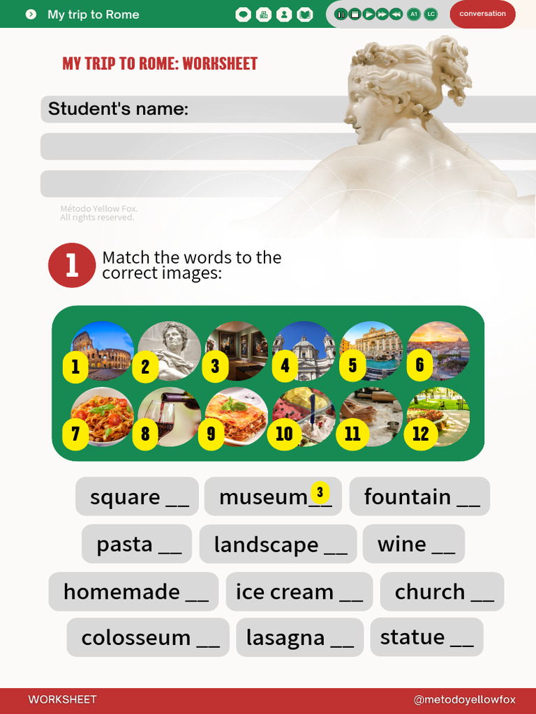 My Trip To Rome Worksheet | PDF | Mediterranean Cuisine | Asian Cuisine