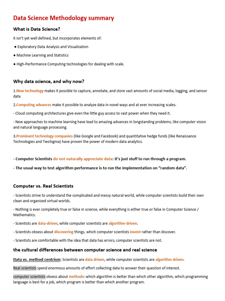 Data Science Methodology Summary Pdf Computer Science Data Science