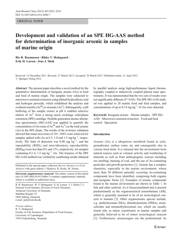 Development And Validation Of An Spe Hg Aas Method 2 Pdf Detection Limit High Performance