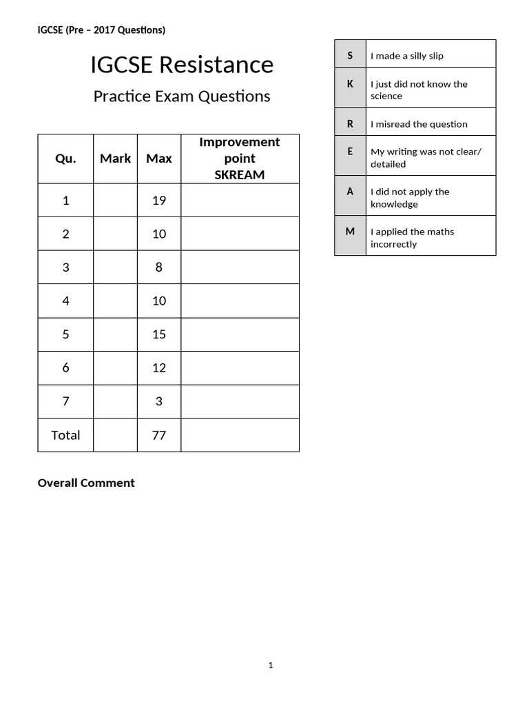 2C-Resistance-Exam-Questions | PDF | Electrical Resistance And ...