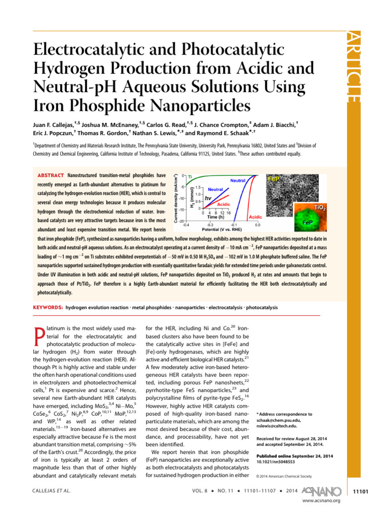 Electrocatalytic and Photocatalytic Hydrogen Production From Acidic and ...