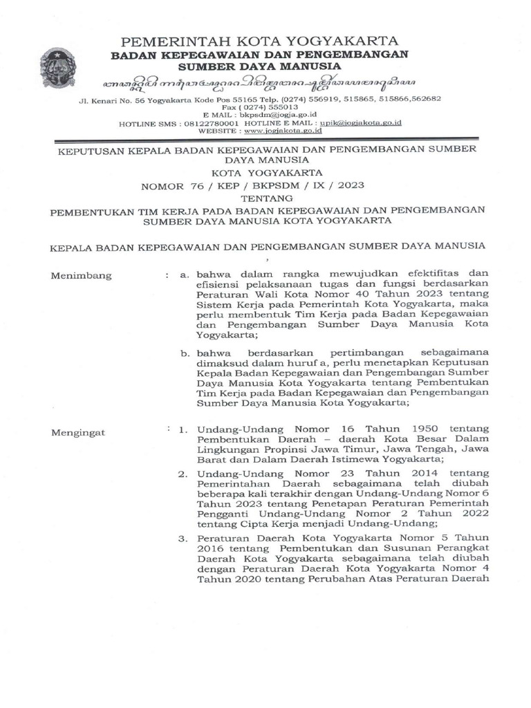 SK Tim Kerja BKPSDM 12259 | PDF