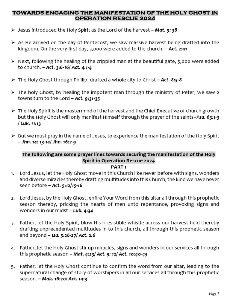 UPDATED Holy Ghost Prayer - Part 1 | PDF | Jesus | Holy Spirit
