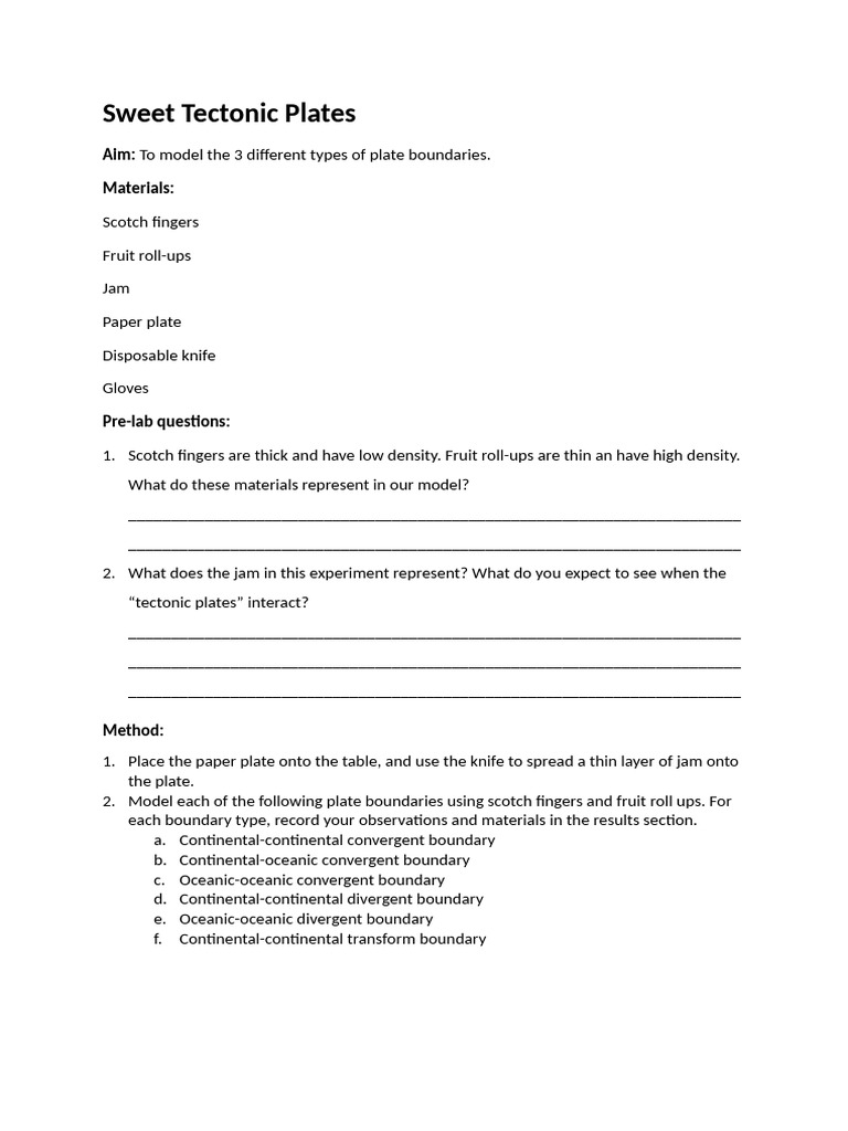 Experiment - Sweet Tectonic Plates | PDF | Plate Tectonics | Experiment