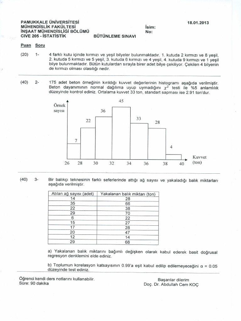 2012-2013 İstatistik Büt (A. Cem KOÇ) | PDF