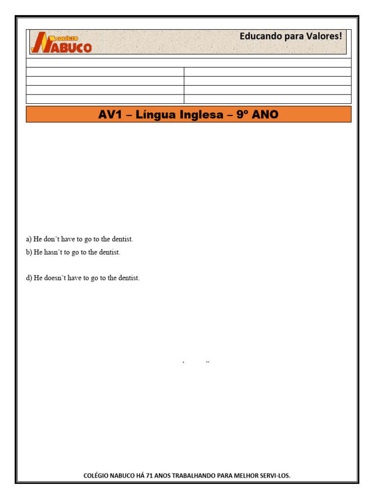AV1 - Língua Inglesa 9º ANO - TRIMESTRE III | PDF | Journalism | Media Analysis