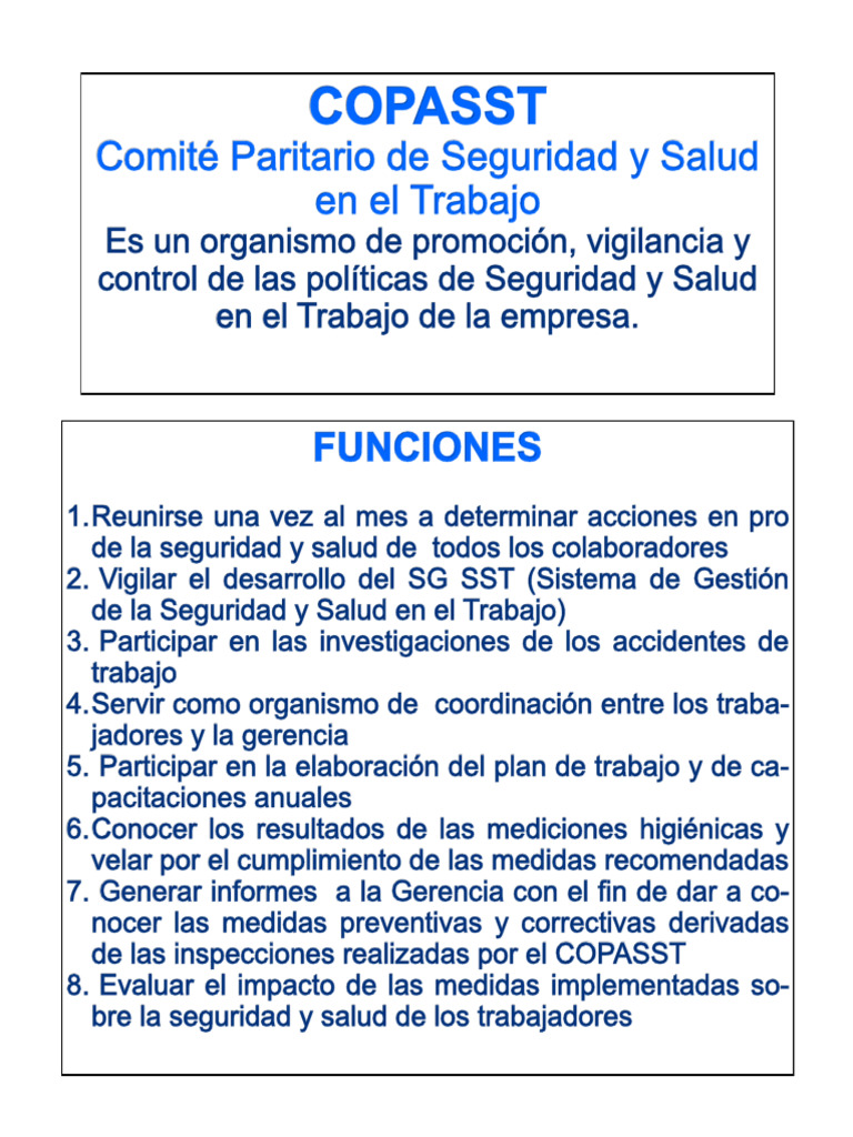 Funciones Del Copasst | PDF