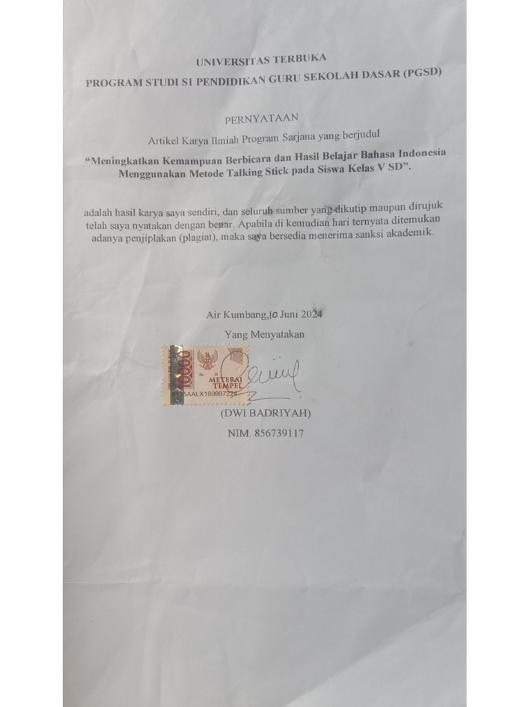 Lembar Bebas Plagiat | PDF