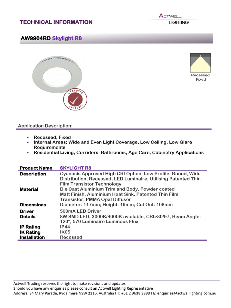 AW9904RD SKYLIGHT R8 | PDF | Lighting | Building Engineering
