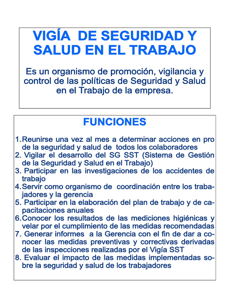 Funciones el Vigía SST | PDF