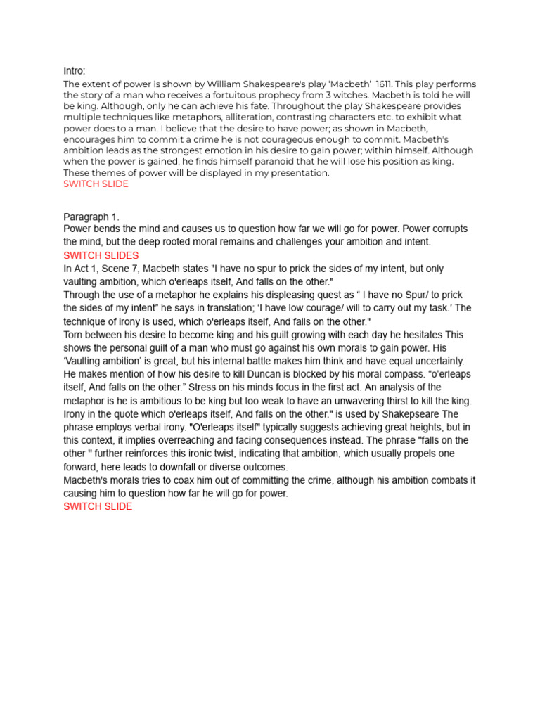 Exploring Power in Macbeth | PDF | Macbeth