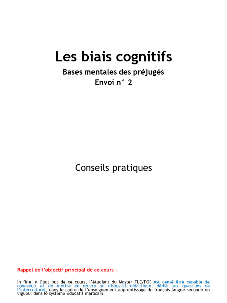 Biais cognitifs et perception interculturelle | PDF | la perception ...