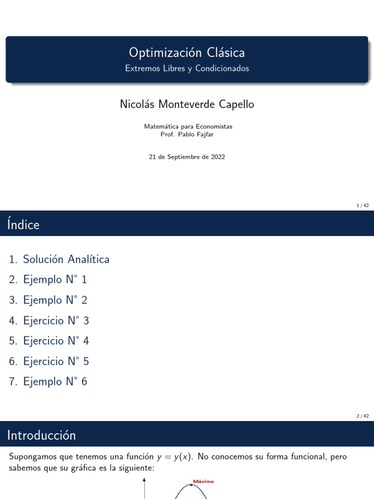 Presentaci N Optimizaci N Libre | PDF | Optimización Matemática | Ecuación diferencial parcial