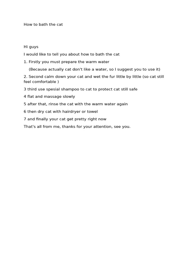 How To Bath The Cat | PDF