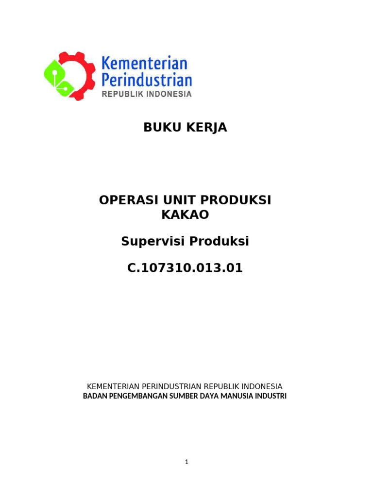 Buku Jobsheet Proses Kakao Kering | PDF
