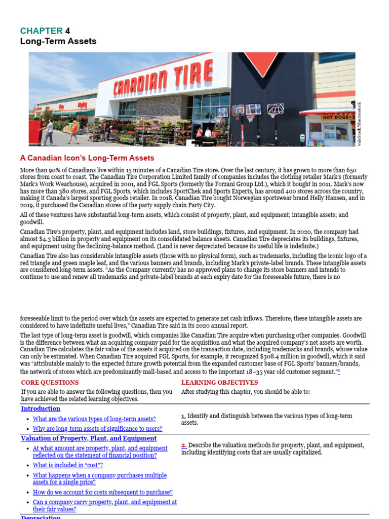 CHAPTER 4 Long-Term Assets | PDF | Depreciation | Goodwill (Accounting)