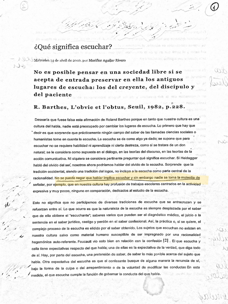¿Qué Significa Escuchar? | PDF