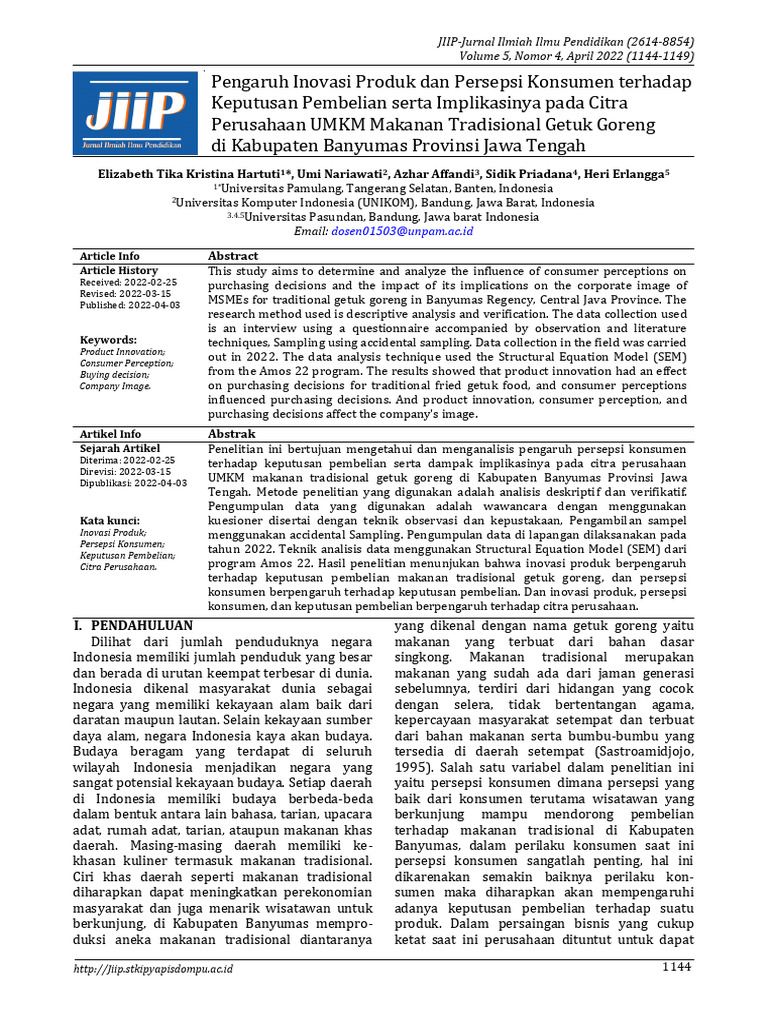 Pengaruh Inovasi Produk Dan Persepsi Kon | PDF