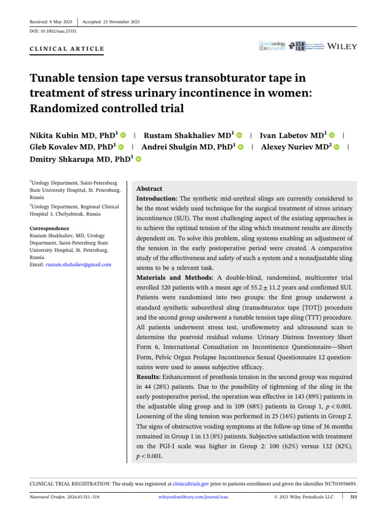 Neurourology and Urodynamics - 2023 - Kubin - Tunable Tension Tape ...