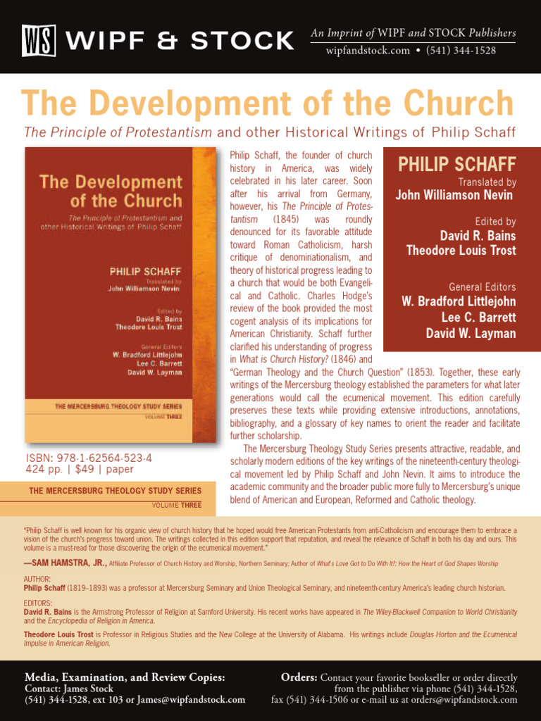 Philip Schaff. The - Development - of - The - Church - The - Principle ...