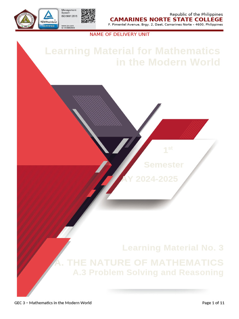 4.0 Signed Learning Material No. 3 Problem Solving and Reasoning ...