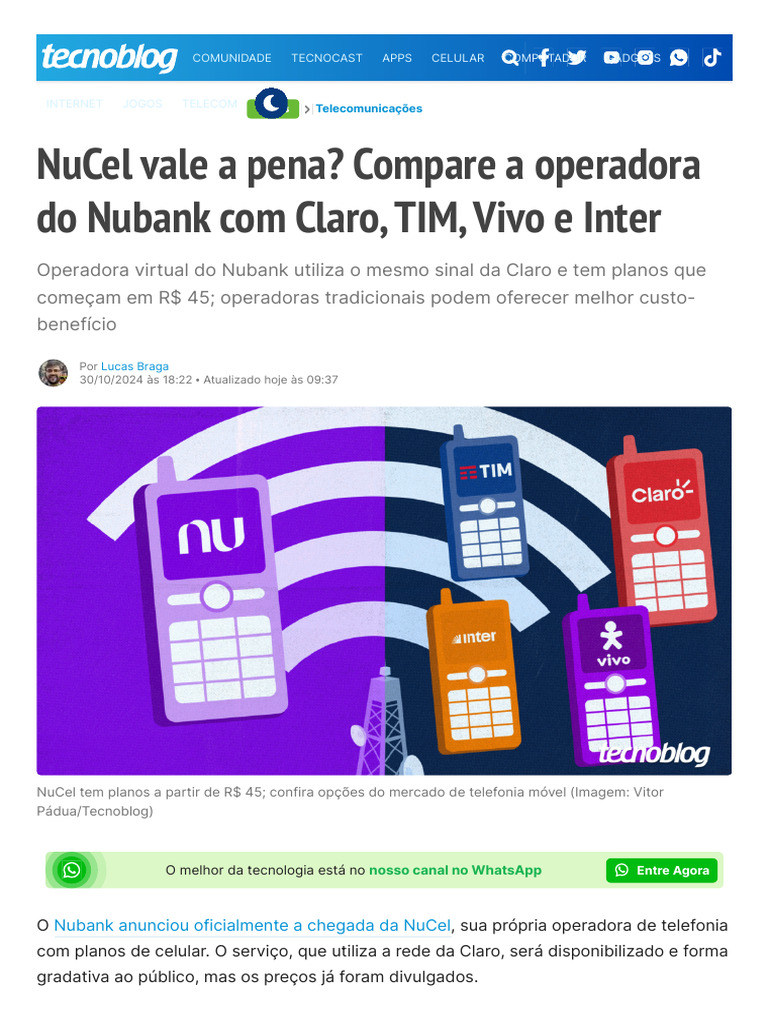 NuCel Vale A Pena - Compare A Operadora Do Nubank Com Claro, TIM, Vivo ...